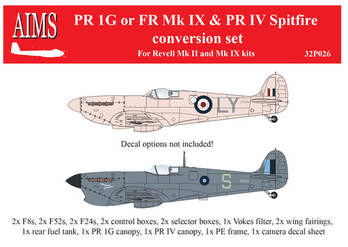 Aims 32P026 PR.1G (or FR IX) & PR.IV Spitfire - Conversion Set (for Revell Supermarine Spitfire Mk.IIb/Mk.IXc kits)