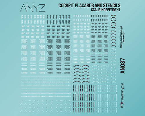 Anyz Model Accessories 087 Cockpit Placards And Stencils (Scale Independent)