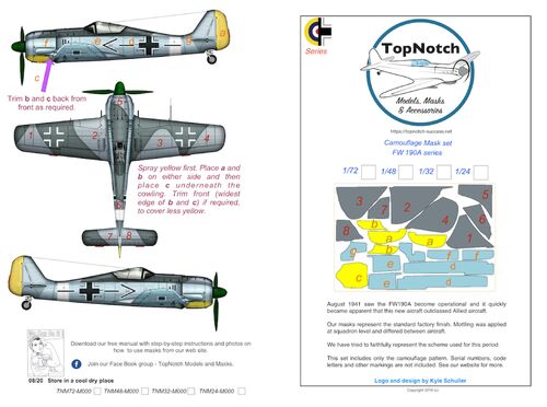 TopNotch 48-M000 Focke-Wulf Fw-190 A - camouflage pattern paint masks (for Eduard kits)