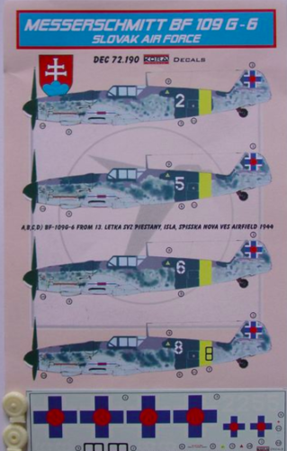 Kora Models Dec72190 Messerschmitt Bf-109G-6 Slovakian