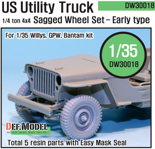 DEF Model DW30018 US 1/4 ton 'Early' Wheel set (for Willys/Ford GPA/Bantam 1/35)
