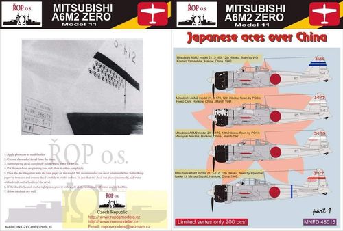 Ropos Models MNFDL48015 Mitsubishi A6M2 Zero Model 11 - Japanese aces over China