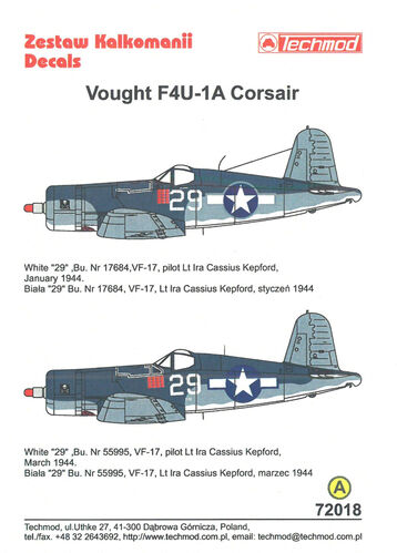Techmod 72018 Vought F4U-1A Corsair