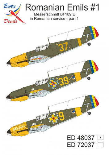 Exotic Decals 48037 Romanian Emils Part 1 - Messerschmitt Bf-109 E in Romanian Service