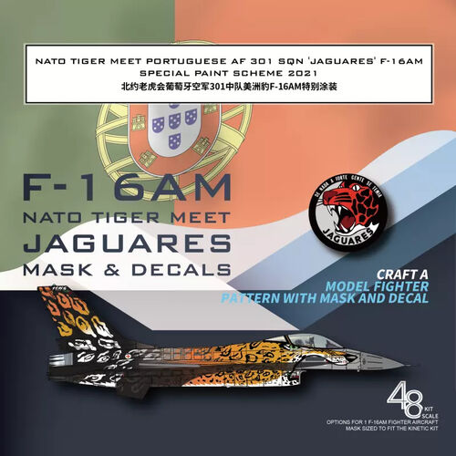 Galaxy-Model D48101 NATO Tiger Meet Portuguese AF 301 SQN 'Jaguares' F-16AM Special Paint Scheme 2021 Mask & Decals (For Kinetic 48100)