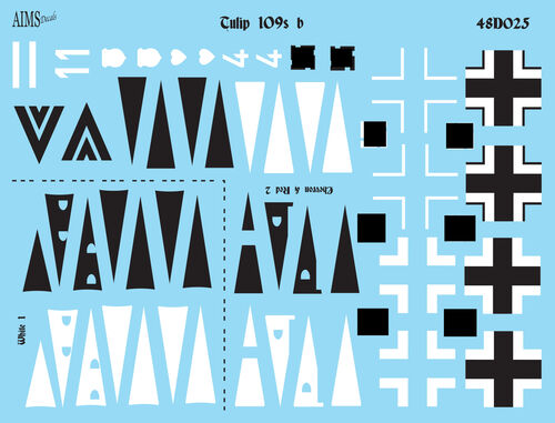 Aims 48D025 Tulip Messerschmitt Bf-109 G-6 / G-14 / K-4 Decals
