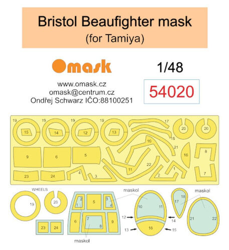 Omask 54020 Bristol Beaufighter Masks (for Tamiya kits)