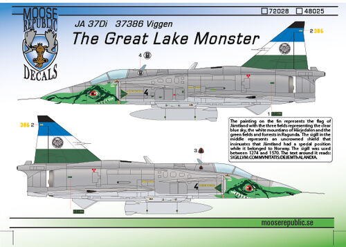 Moose Republic Decals 48025 Saab JA-37 Di Viggen 'Great Lake Monster'