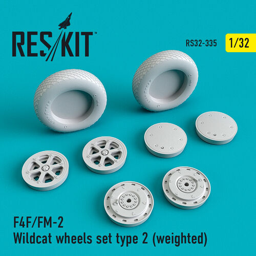 DISCONTINUED RES/KIT 32-0335 F4F/FM-2 Wildcat wheels set type 2 weighted