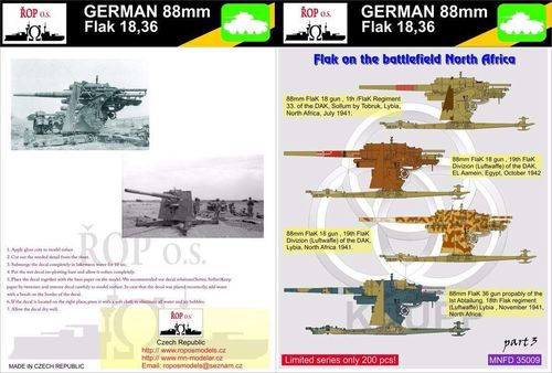 Ropos Models MNFDT35009 German 88mm Flak 18,36 - Flak on the battlefiedd North Africa