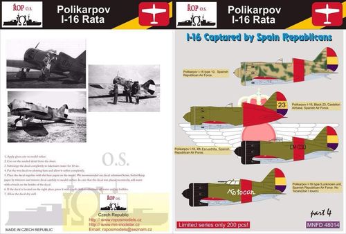 Ropos Models MNFDL48014 Polikarpov I-16 Rata - I-16 Captured by Spanish Republicans