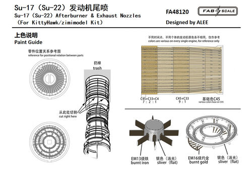 Fab Scale Fa48120 Sukhoi Su-17/Su-22 - Afterburner & Exhaust Nozzles (for Kitty Hawk Model and Zimi Model kits)