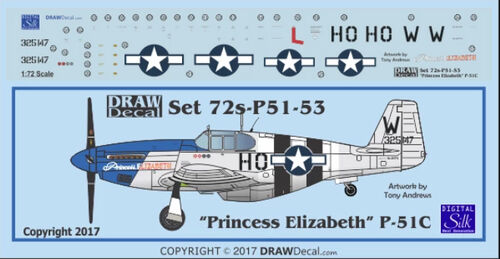 Draw Decal 72-P51-53 North American P-51 C - "Princess Elizabeth" Gathering of Mustangs and Legends
