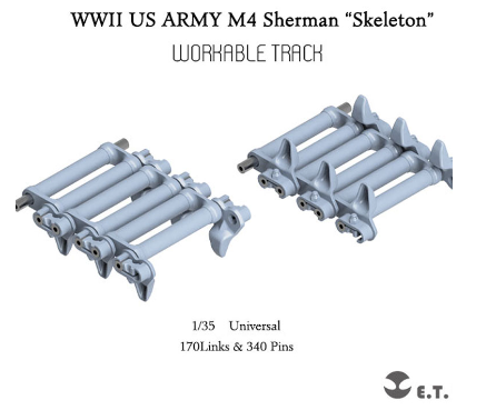 ET Model P35-091 US WWII M4 Sherman - Skeleton Workable Track
