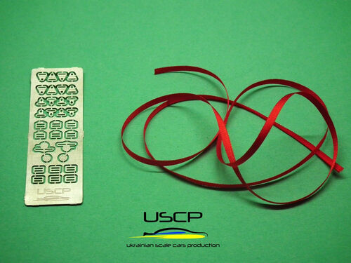 Ukrainian Scale Cars Production (USCP) 24A016 Racing Seatbelts PE Set Red