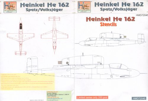 H-Model Decals D72045 Heinkel He-162 A/B Volksjager Stencils
