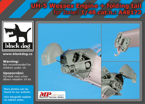 Black Dog A48172 UH-5 Wessex engine + folding tail for Italeri