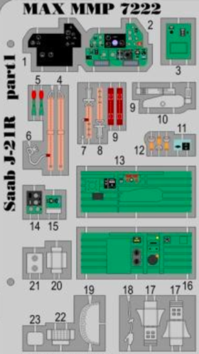 Maestro Models P7222 SAAB J21R detail set PRE-PAINTED