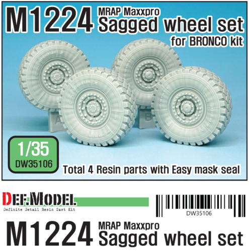 DEF Model DW35106 U.S M1224 MRAP M-pro Sagged wheel set (for Bronco 1/35)