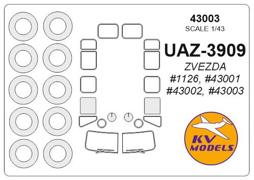 KV Models 43003 UAZ-3909 (ZVEZDA) + wheels masks