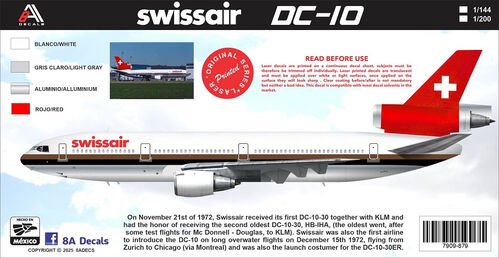 8aDecs 7909-879-200 DC-10 Swissair Chocolate