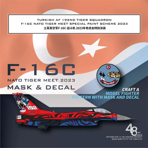 Galaxy-Model D48100 Turkish AF 192nd Tiger Squadron F-16C NATO Tiger Meet Special Paint Scheme 2023 Mask & Decal (For Tamiya 61101)