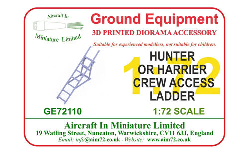 Aircraft In Miniature Ltd GE72110 Hawker Hunter F.6 & BAe Harrier GR.3 Crew Ladder (for Airfix and Revell kits)