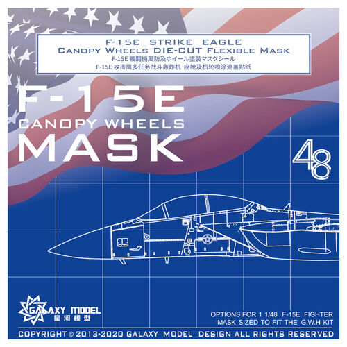 Galaxy-Model C48009 Boeing F-15 E Strike Eagle - Canopy&Wheels Die-cut Flexible Mask (for Great Wall Hobby Kit)