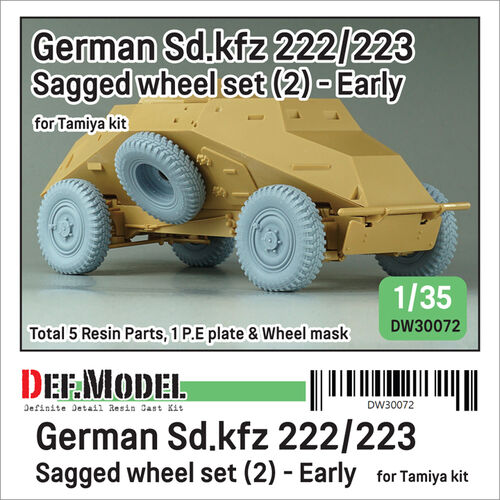DEF Model DW30072 German Sd.Kfz 222/223 - Sagged Wheel Set (2) Early (For Tamiya)