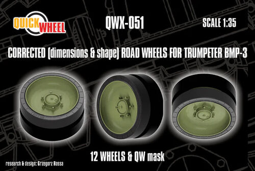 Quick Wheel QWX51 BMP-3 - Corrected Road Wheels 12 Wheels & QW Mask (for Trumpeter Kits)