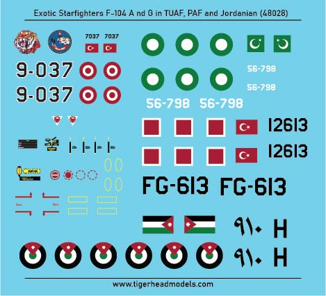 TigerHead Decals 48028 Exotic F-104 A / G Starfighters in TUAF, PAF and Jordanian Service