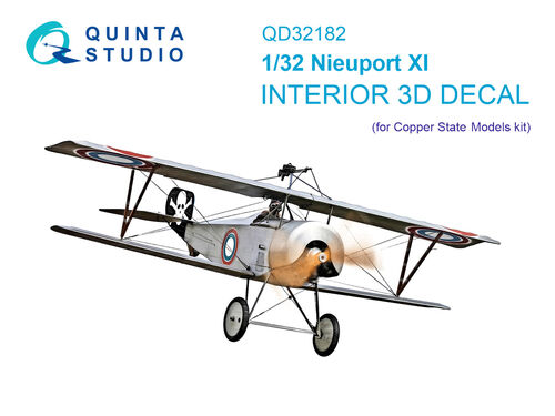 Quinta Studio QD32182 Nieuport XI - 3D-Printed & Coloured Interior on Decal Paper (for CSM Kits)