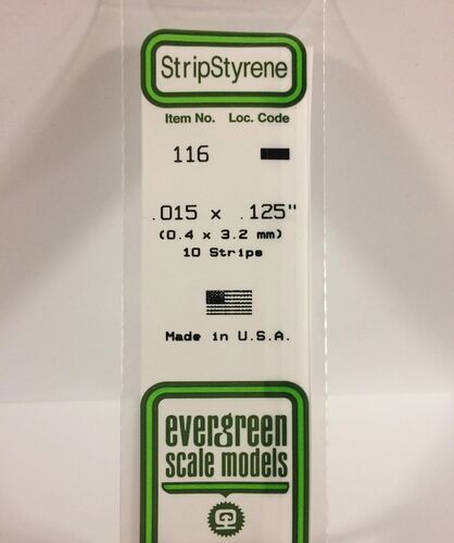 Evergreen 00116 Polystyrene Strip 0,40 x 3,20 mm (35 cm) (1 pcs)