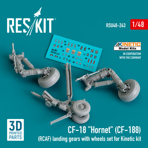 RES/KIT U48-0243 CF-18 'Hornet' (CF-188) (RCAF) Landing Gears With Wheels Set For Kinetic Kit (3D Printed)