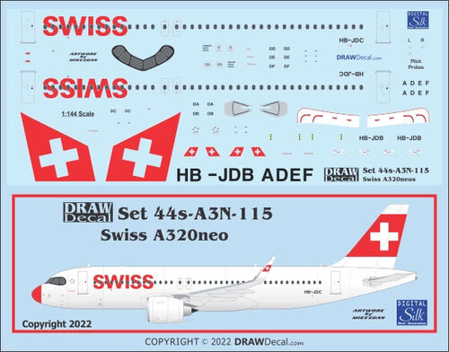 Draw Decal 44-A3N-115 Airbus A320neo - Swiss