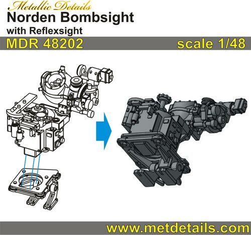 Metallic Details MDR48202 Norden bombsight with reflexsight (3 pcs)