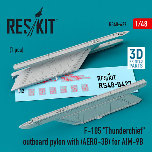 RES/KIT 48-0427 F-105 "Thunderchief" Outboard Pylon (AERO-3B) For AIM-9B