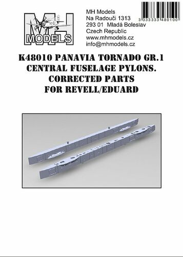 MH Models K48010 Panavia Tornado GR.1 central fuselage pylons. Corrected parts for Revell/ Eduard
