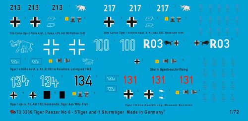 Peddinghaus-Decals 3236 Tiger Tanks No. 6-5 Tiger Tanks And 1 Sturmtiger
