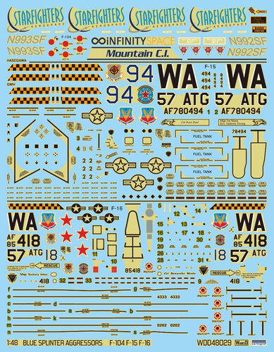 WandD STUDIO WDD48029 USAF Blue Splinter Aggressor F-16, F-15, F-104