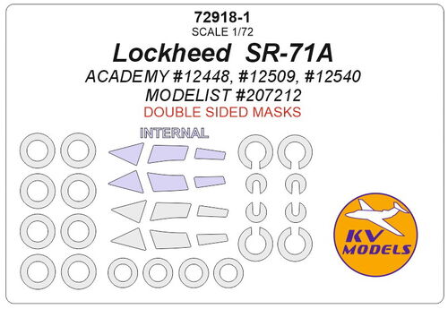 KV Models 72918-1 Lockheed SR-71A (ACADEMY/ MODELIST) - (double sided) + wheels masks