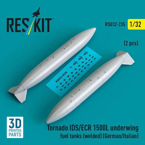 RES/KIT U32-0235 PANAVIA Tornado IDS / ECR - 1500L Underwing Fuel Tanks - Welded (German AF / Italian AF) (2 pcs / 3D Printed)