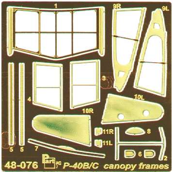 Part S48-076 P-40B/C (canopy frames) Academy/Hobby C