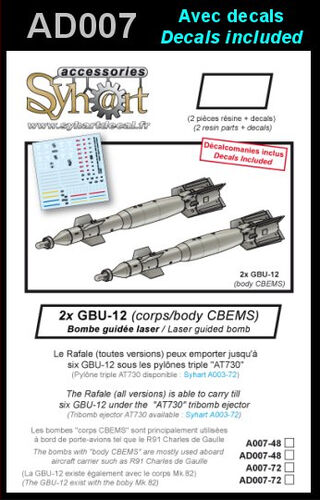 Syhart Decal AD007-72 2x GBU-12 (Body CBEMS) (Decals Included)