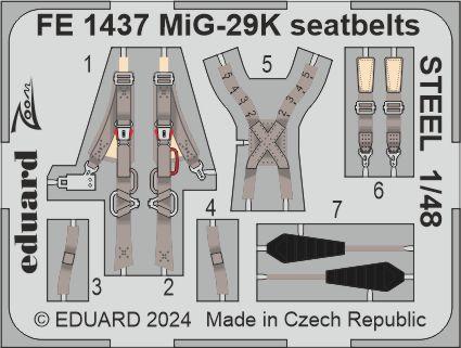 Eduard FE1437 MiG-29K Seatbelts Steel Hobby Boss