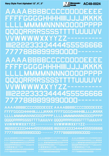 Microscale 48024 US Navy Style Font Alphabet - 12', 6' and 3' - White