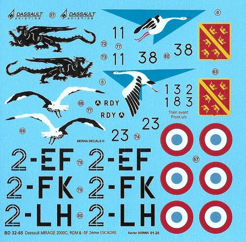 Berna Decals 32065 Dassault Mirage 2000 C 2eme Escadre Decals