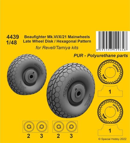 CMK K4439 Beaufighter Mk.VI/X/21 Mainwheels - Late Wheel Disk / Hexagonal Tread Pattern