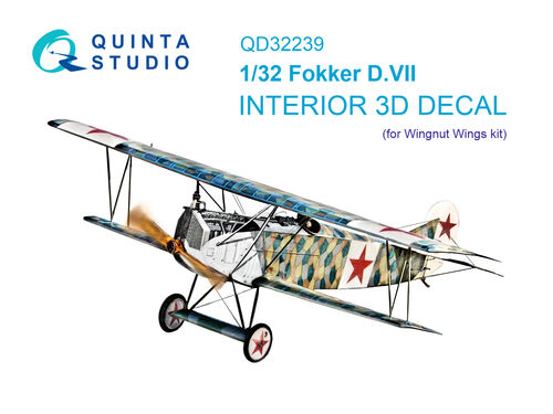 Quinta Studio QD32239 Fokker D.VII - 3D-Printed & Coloured Interior on Decal Paper (for Wingnut Wings Kits)