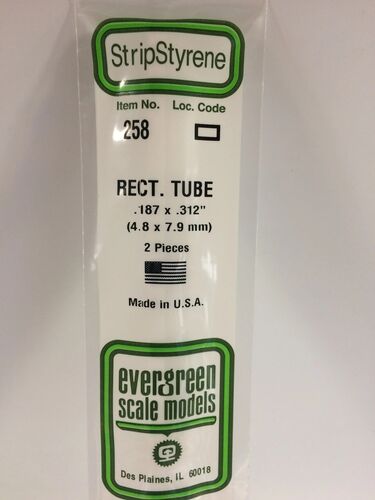 Evergreen 00258 Polystyrene Rectangular Tubes 4,8 x 7,9 mm (35 cm) (1 pc)